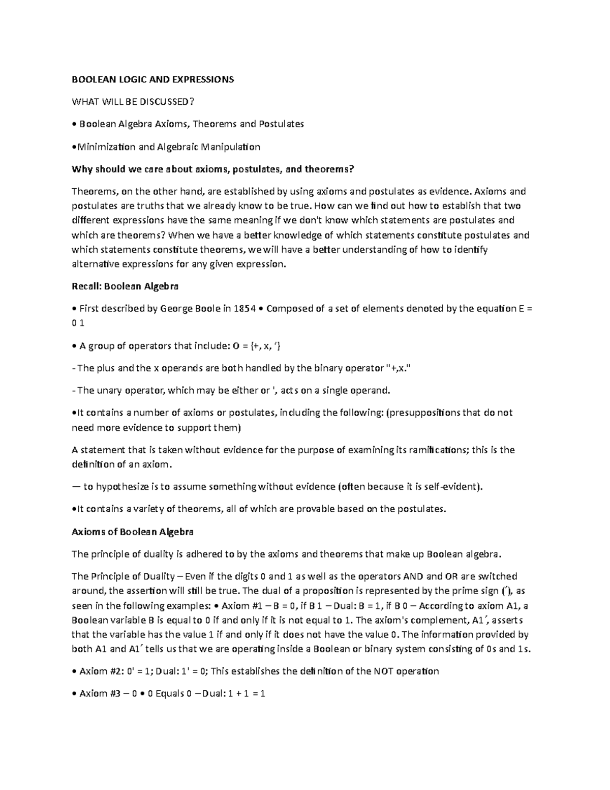 Boolean Logic AND Expressions - BOOLEAN LOGIC AND EXPRESSIONS WHAT WILL ...