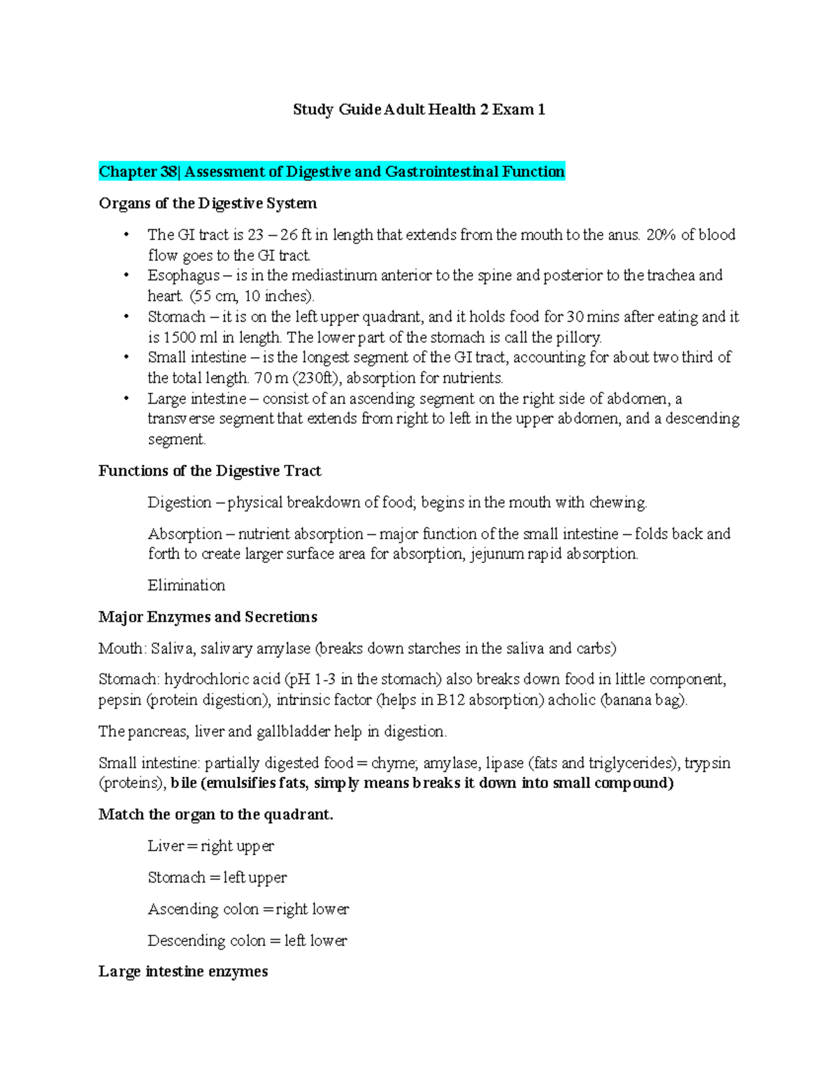 Chapter 38 - Powerpoint note - Study Guide Adult Health 2 Exam 1 ...