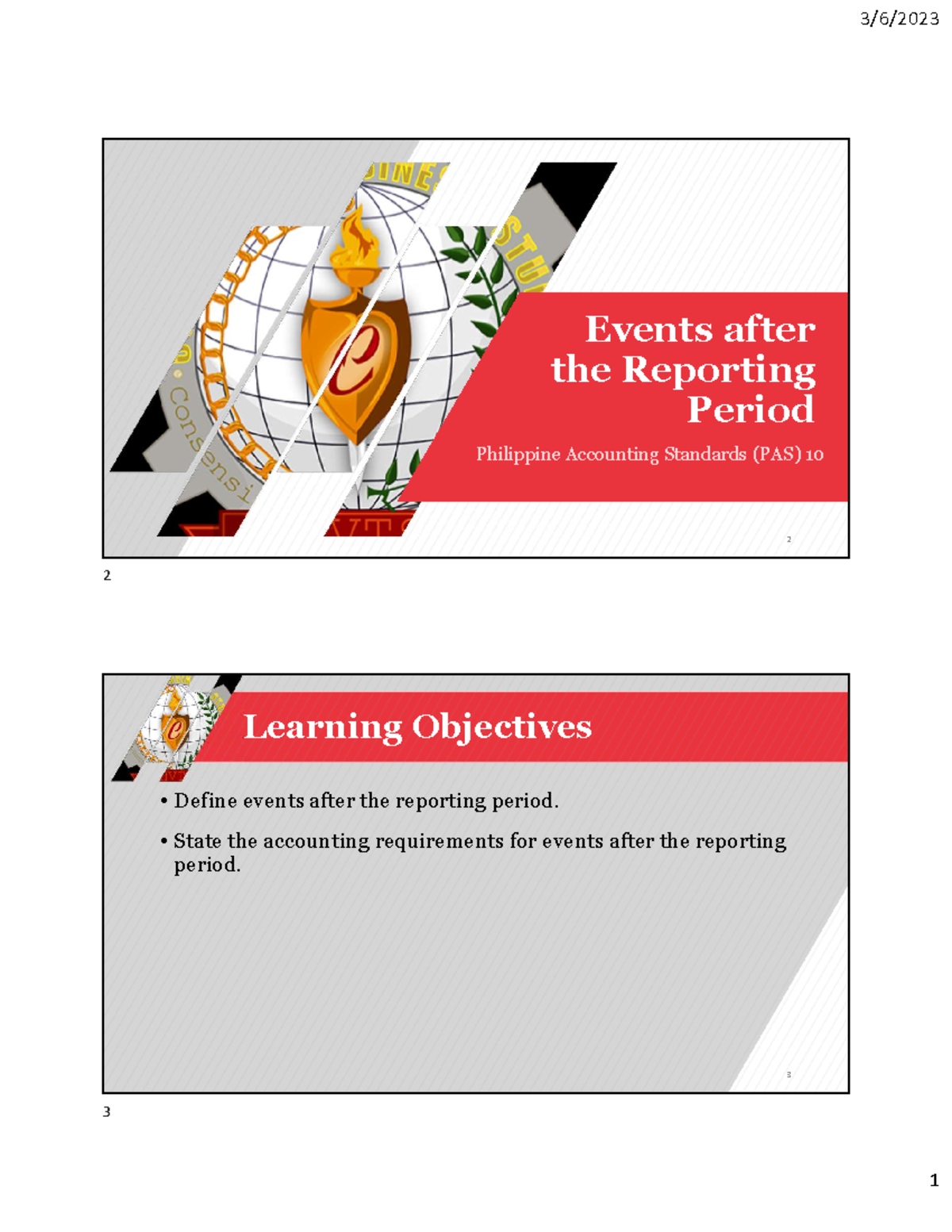 PAS 10 Events after the Reporting Period - 2 Events after the Reporting ...