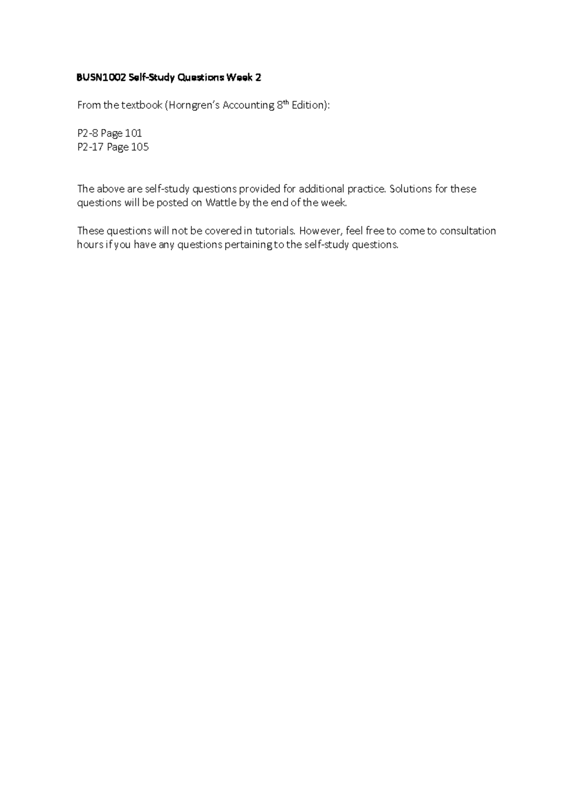 BUSN1002 Self Study Questions Week 2 - BUSN1002 Questions Week 2 From ...