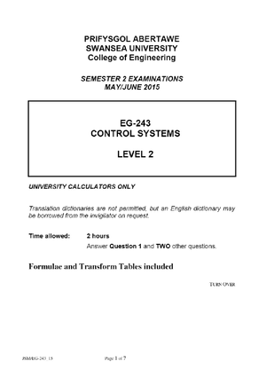 Control Systemd Formula Sheet - Page 1 of 3 EG-243: Control Systems ...