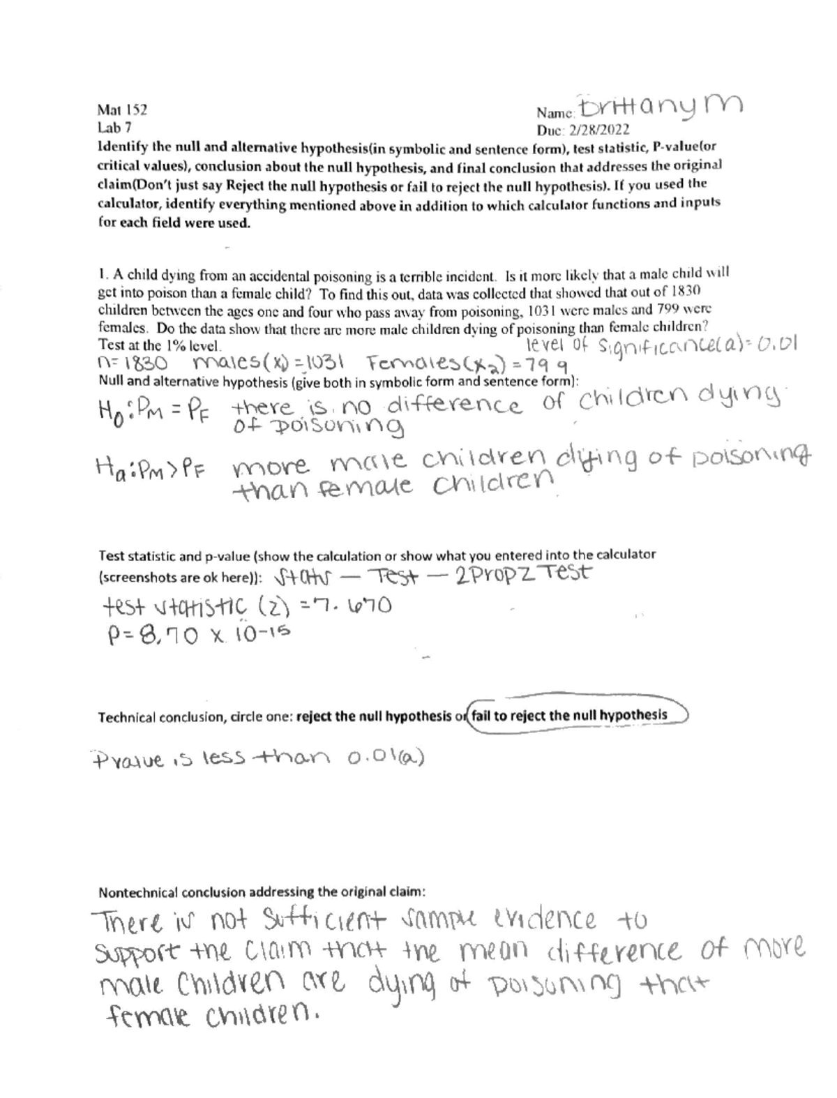 Mat 152 lab 7 attempt #2 - lab assignment - MAT 152 - Studocu