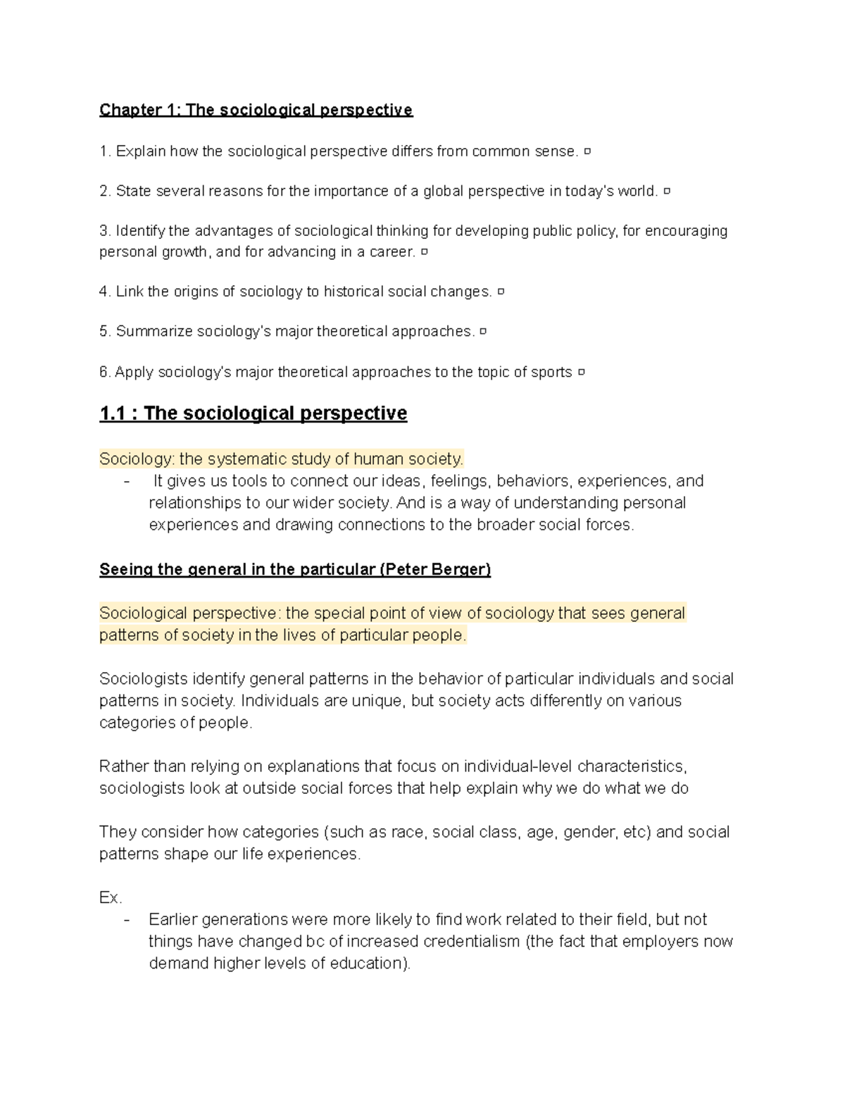 SOC -01- Notes ( Final) - Chapter 1: The sociological perspective ...