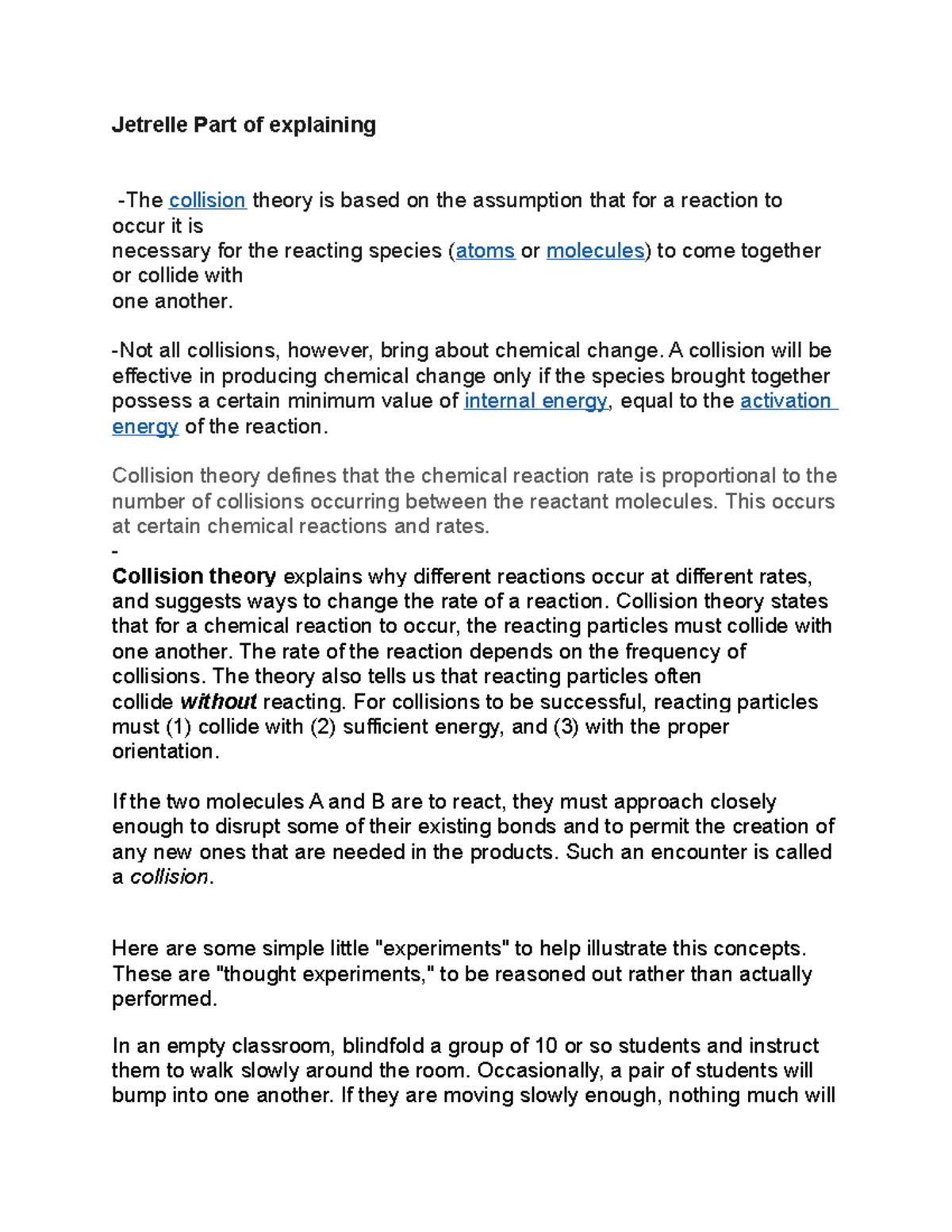 Report Of Collision Theory Jetrelle Part Of Explaining The Collision