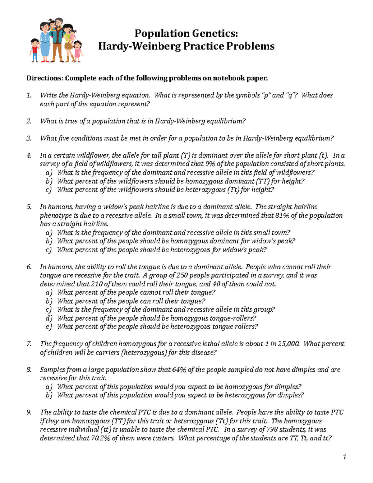 Hardy weinberg practice - Studocu