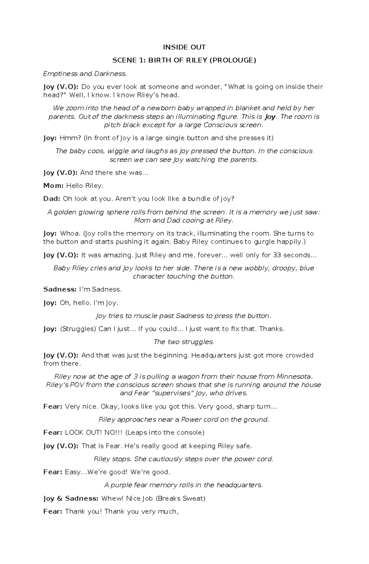 Inside-OUT - Omsm - INSIDE OUT SCENE 1: BIRTH OF RILEY (PROLOUGE ...