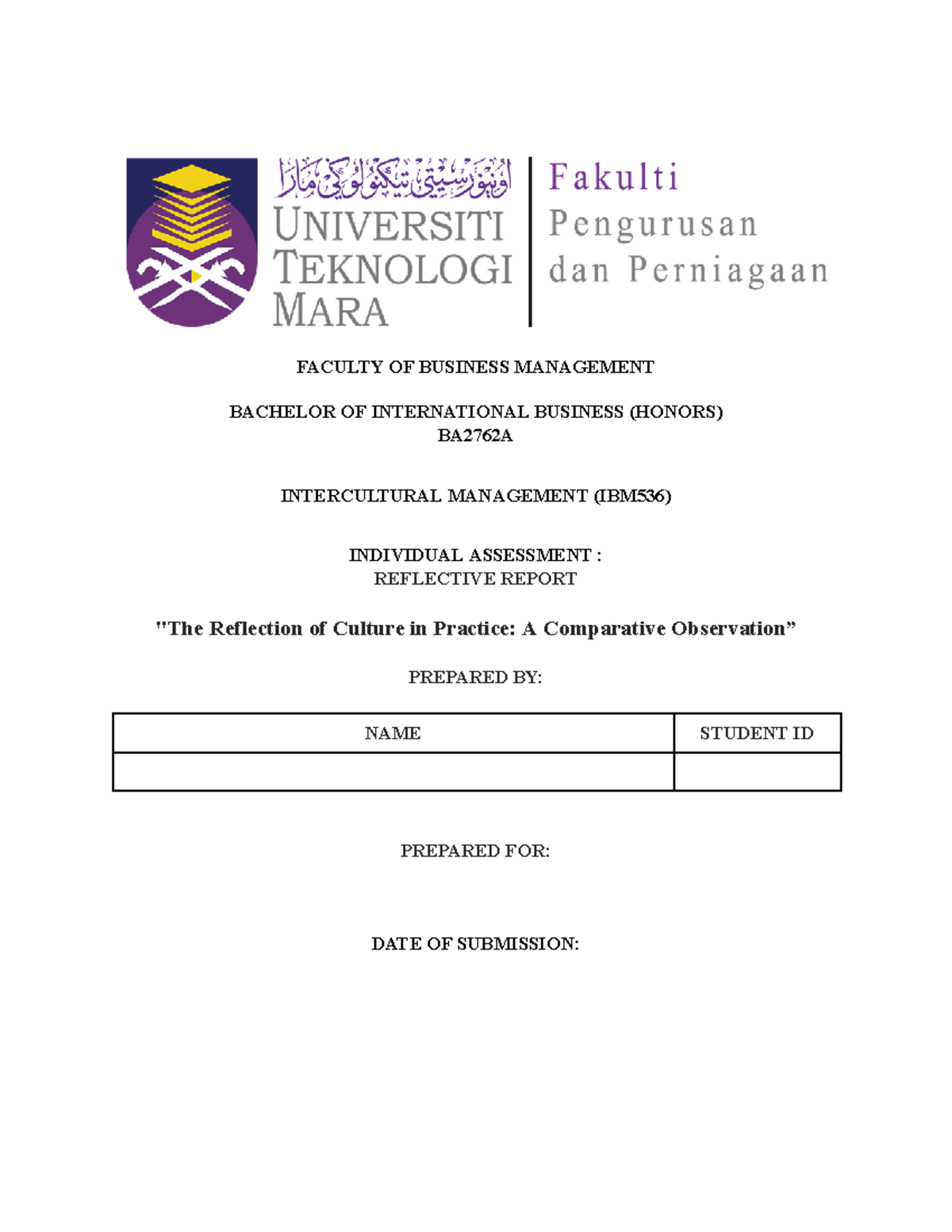 OPM draft tak jadi - FACULTY OF BUSINESS MANAGEMENT BACHELOR OF ...