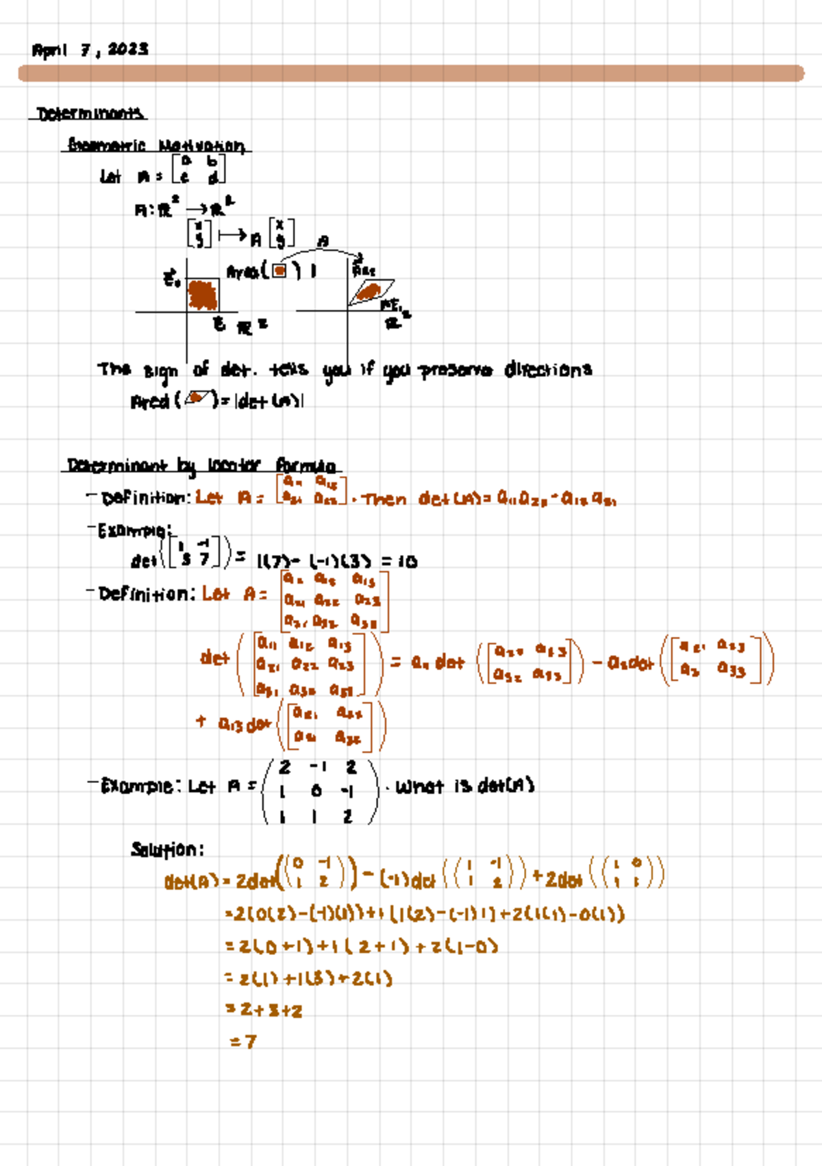Introduction to Linear Algebra: Determinants - April 7, 2023 ...