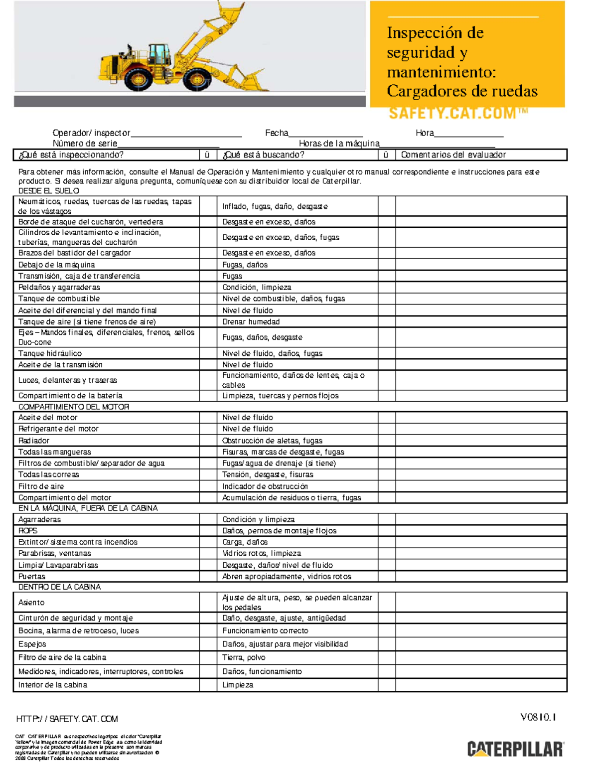 Inspeccion Cargador Sobre Ruedas. - HTTP:SAFETY.CAT CAT, CATERPILLAR ...