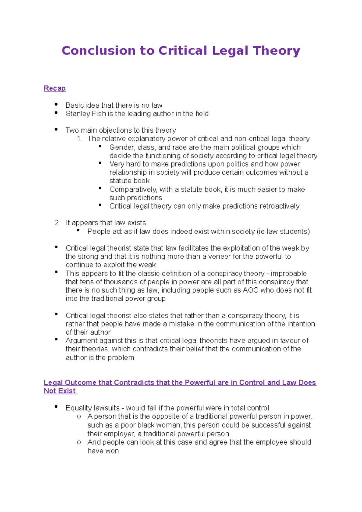 Conclusion to Critical Legal Theory - Conclusion to Critical Legal ...