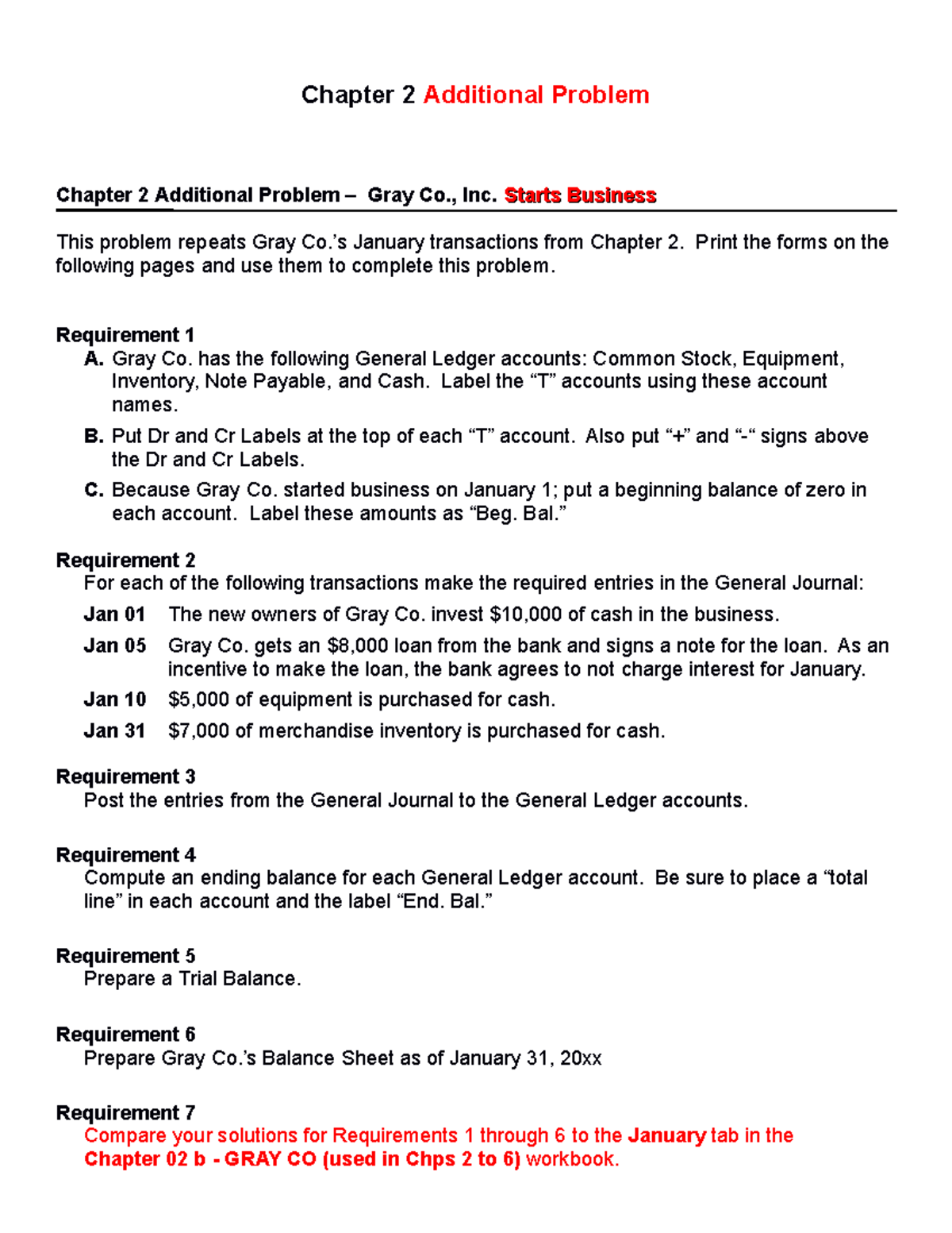 Chapter 02 e -Problem - Chapter 2 Additional Problem Chapter 2 Additional Problem – Gray Co ...
