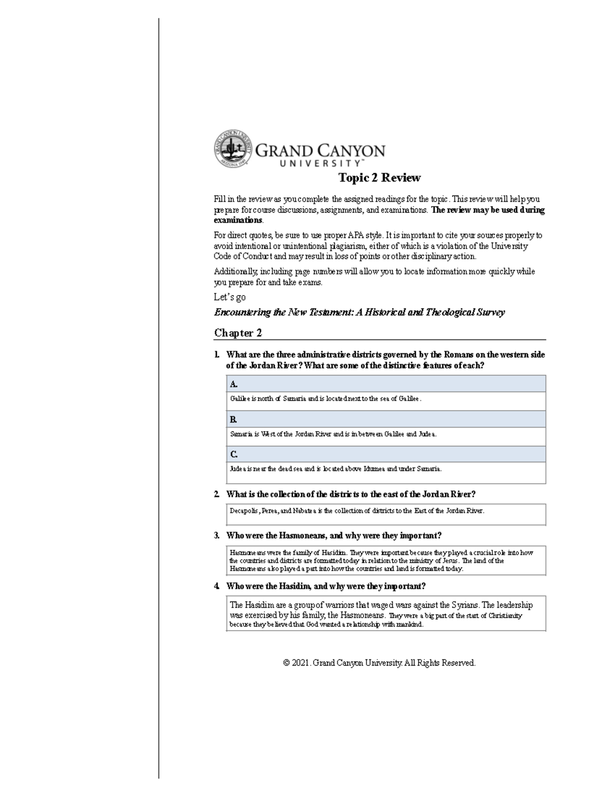 Old Testament Survey topic 2 Review yeah - Topic 2 Review Fill in the ...