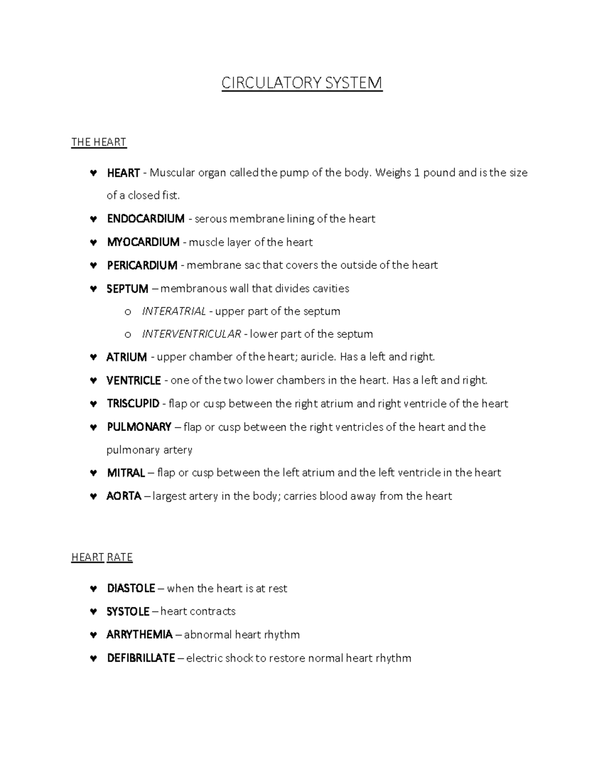 A&P Circulatory System - CIRCULATORY SYSTEM THE HEART HEART - Muscular ...