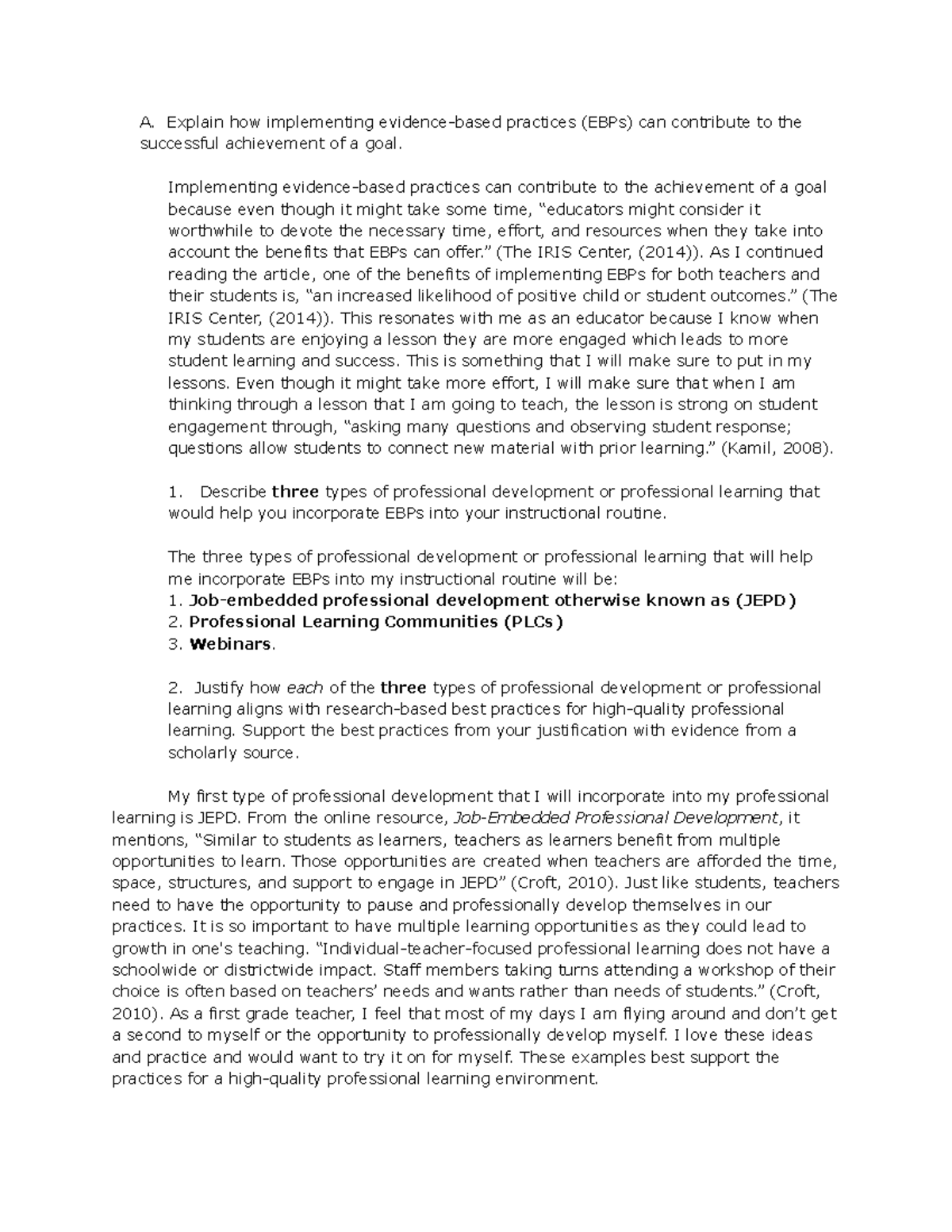 Task 3 Attempt 2 Targetting professional Learning - A. Explain how ...