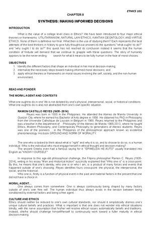 THE- Moral- Agent - ETHICS MODULES - THE MORAL AGENT The human Person ...