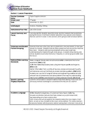 Science Lesson Plan-2 - ELM 361 - GCU - Studocu