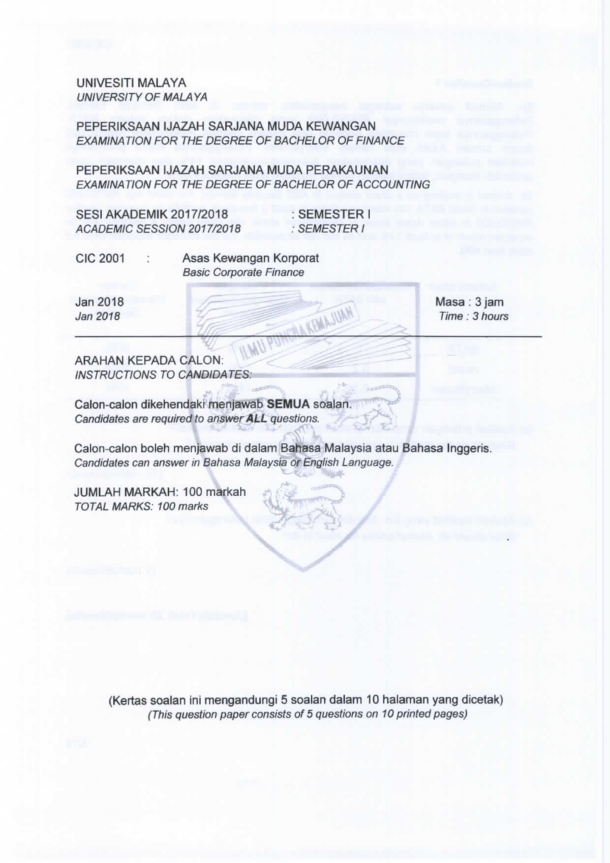 Sample/practice exam 1 November 2018, questions - UNIVESITI MALAYA ...