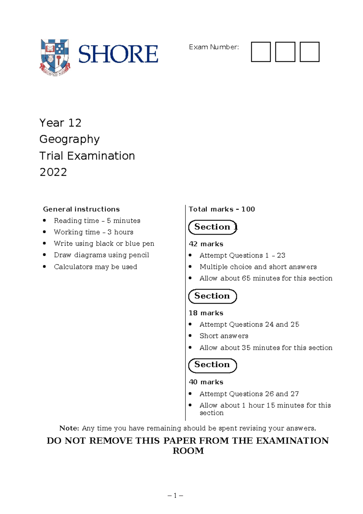 2022 Geography Trial Shore - Year 12 Geography Trial Examination 2022 ...