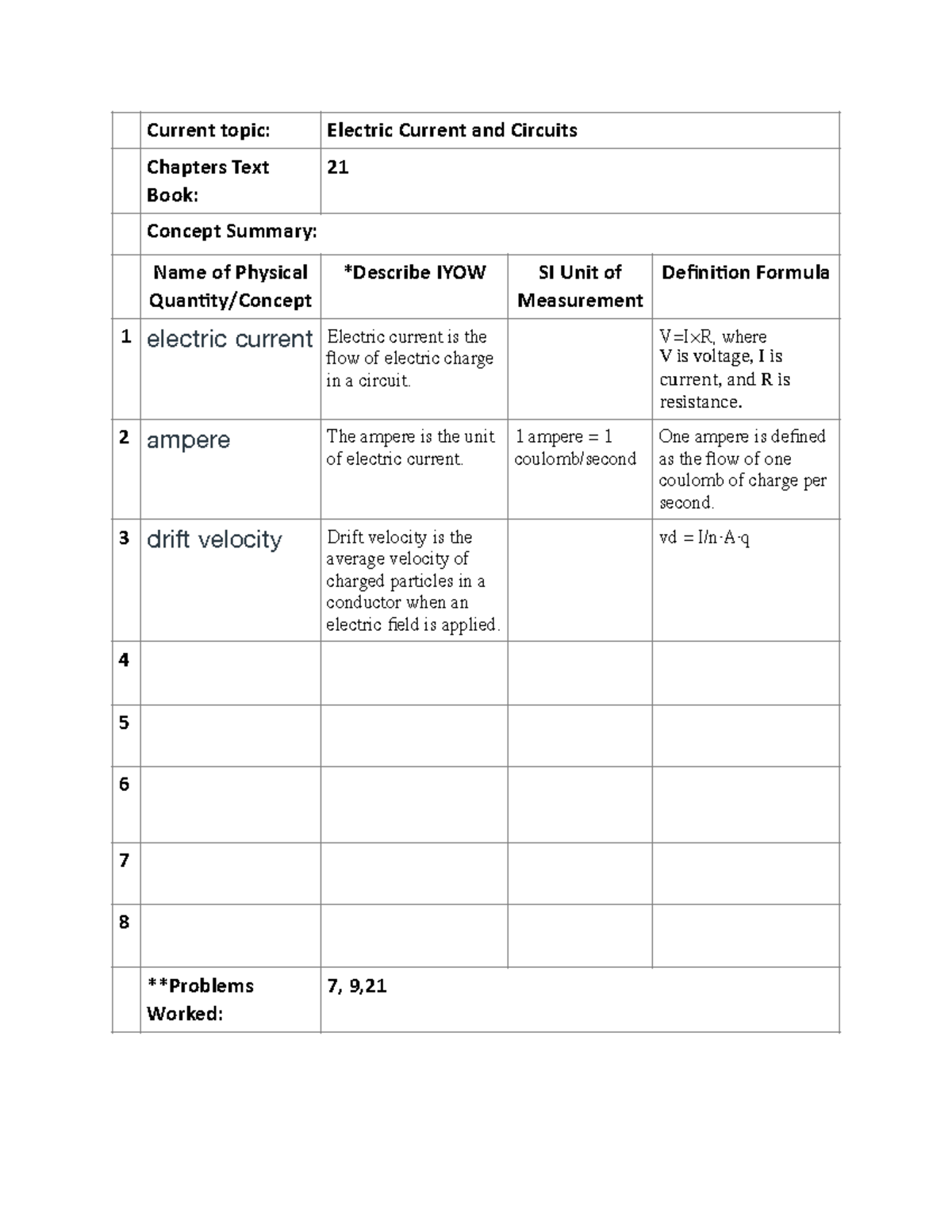 Electric currents and circuits - Current topic: Electric Current and ...