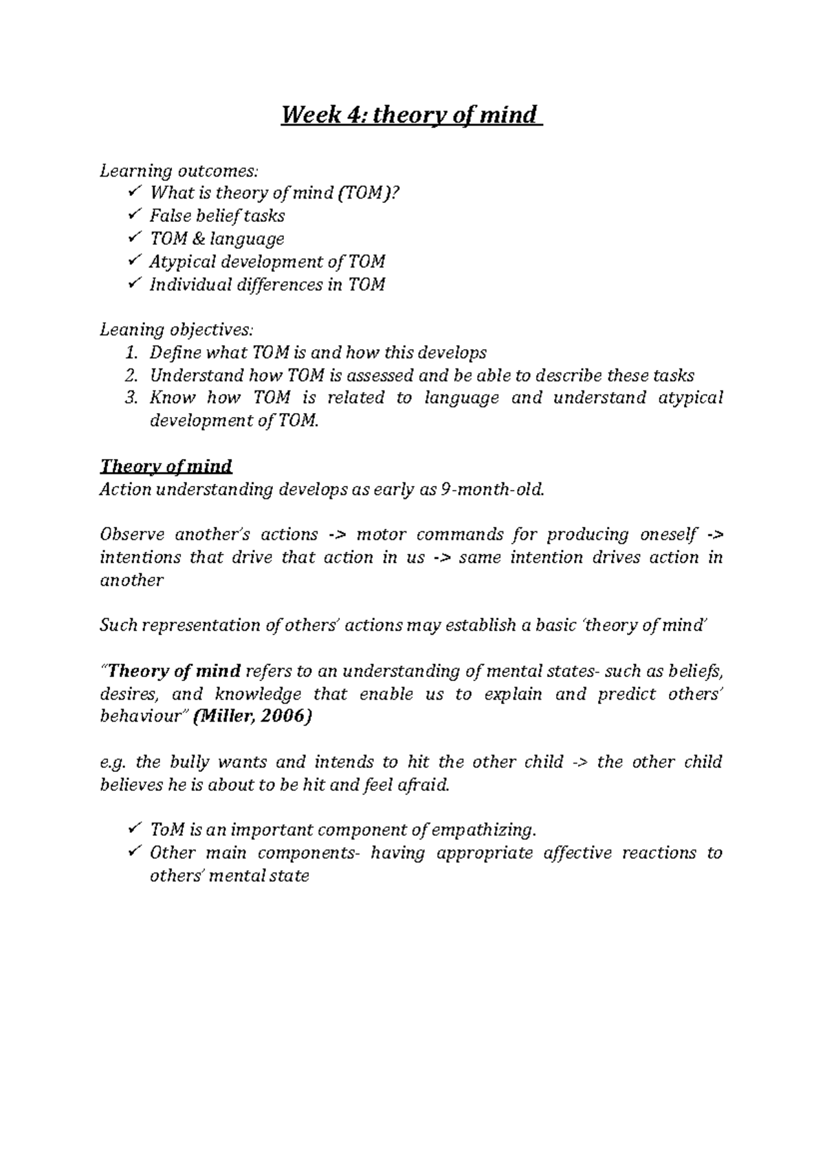 Developmental spring theory of mind - Week 4: theory of mind Learning ...