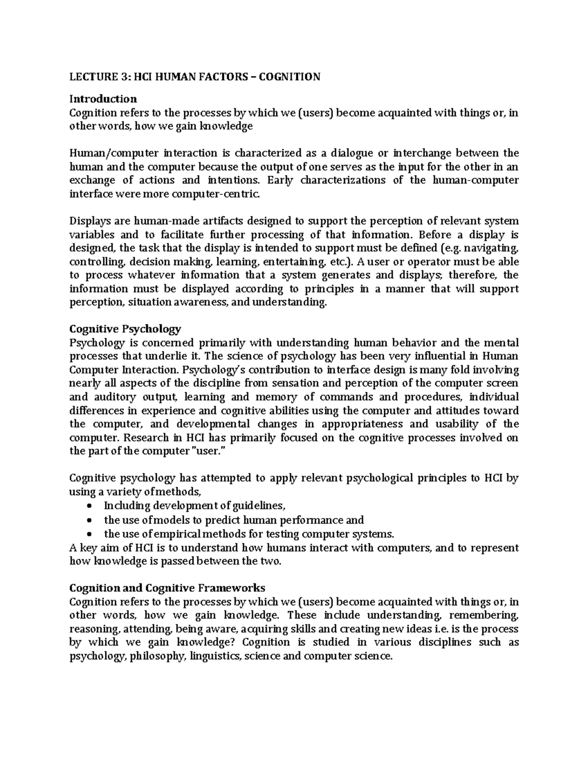 L3 HCI Cognition - descriptive notes on Human Computer Interaction ...