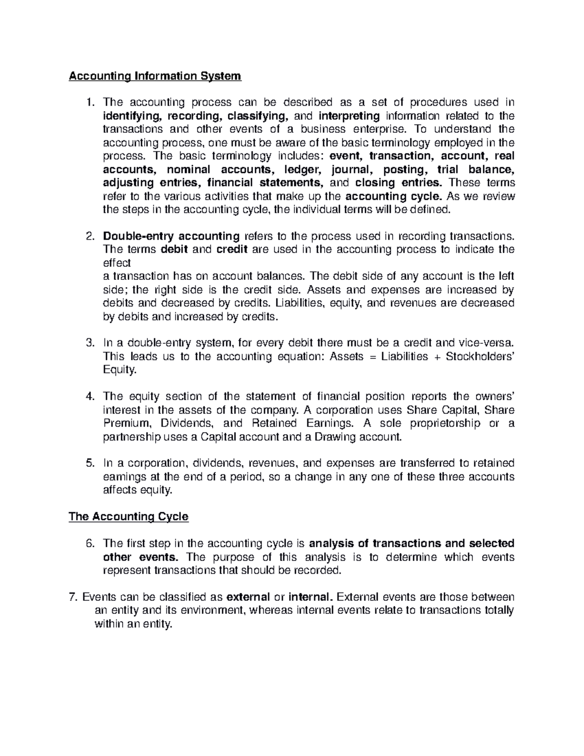 Accounting Information System - To understand the accounting process ...