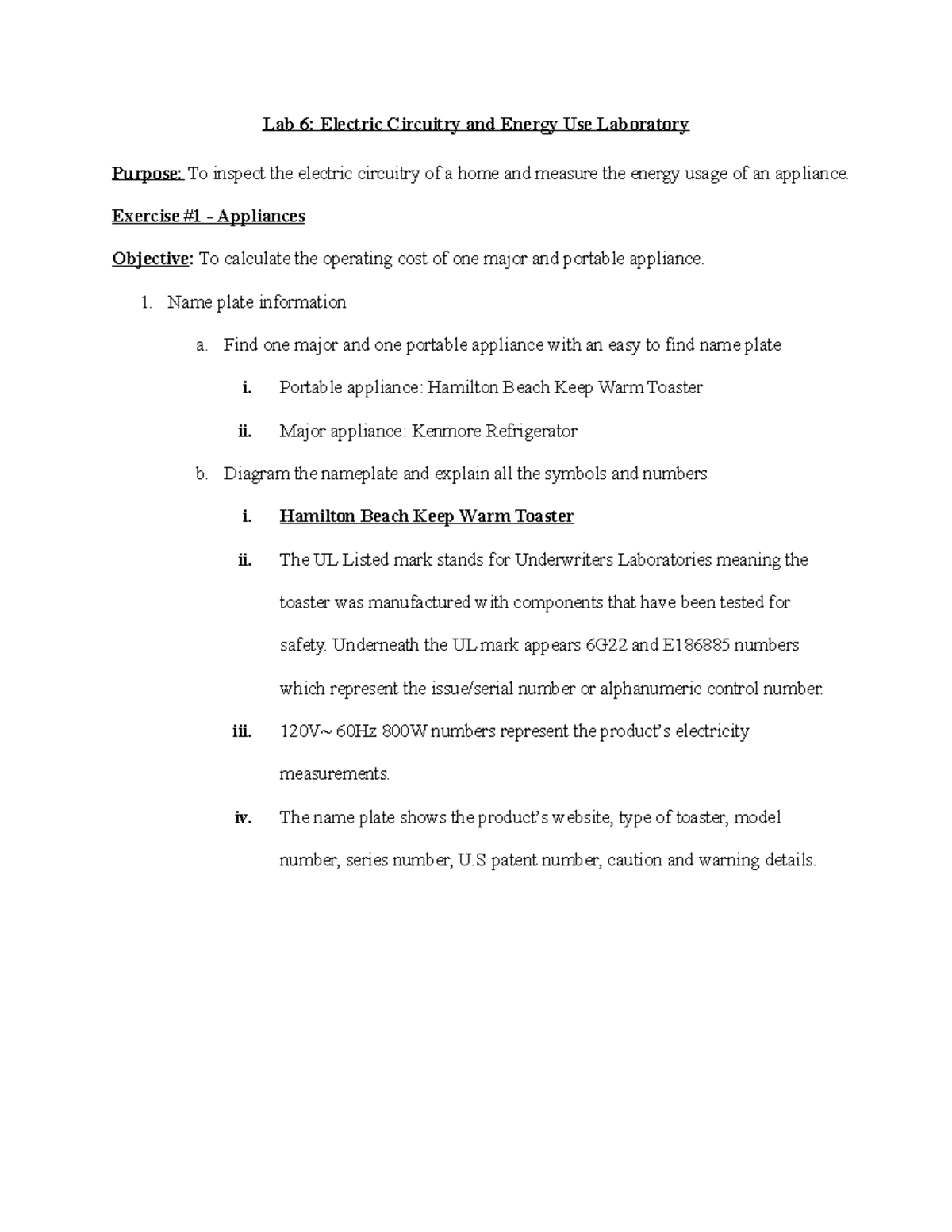 FCS 322 Lab 6-2 - Lab 6 full report - Lab 6: Electric Circuitry and ...