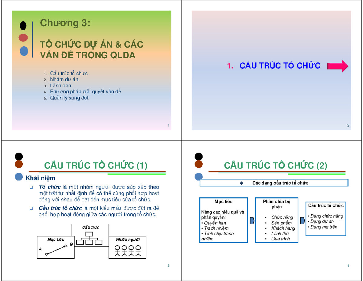 00QLDA - Ch3 [Compatibility Mode] - Ch±¡ng 3: TÞ CHþC Dþ ÁN & CÁC V¾N Þ TRONG QLDA C¿u trúc tß ...