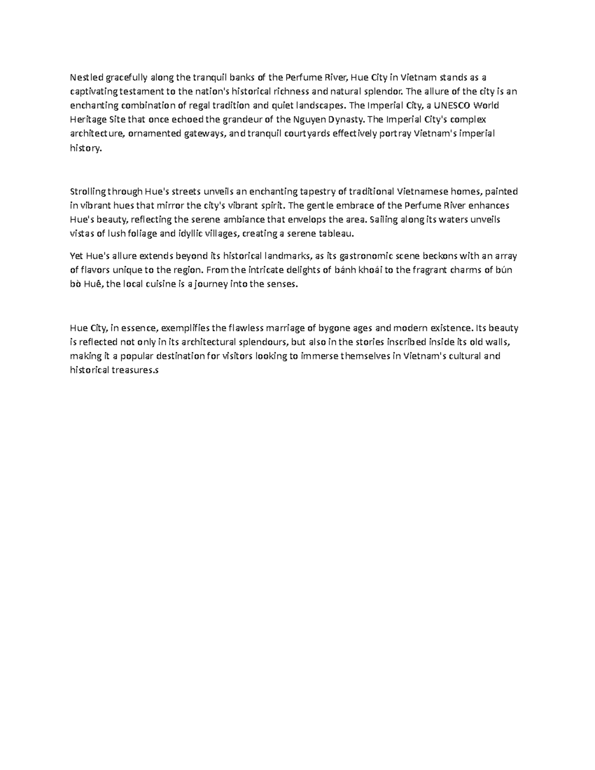 Bai tieng anh - dfgf - Nestled gracefully along the tranquil banks of the Perfume River, Hue ...