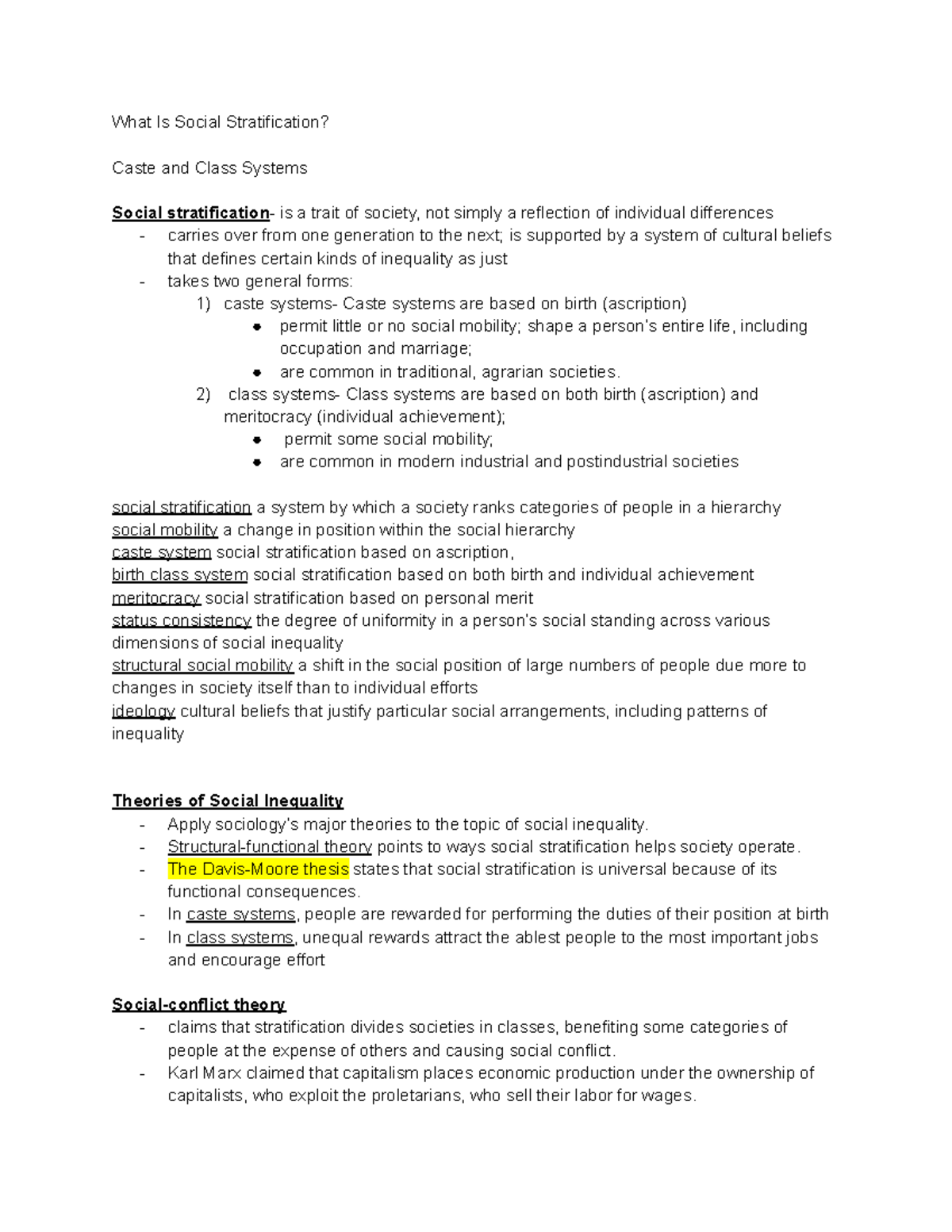 Sociology Final Textbook - What Is Social Stratification? Caste and ...