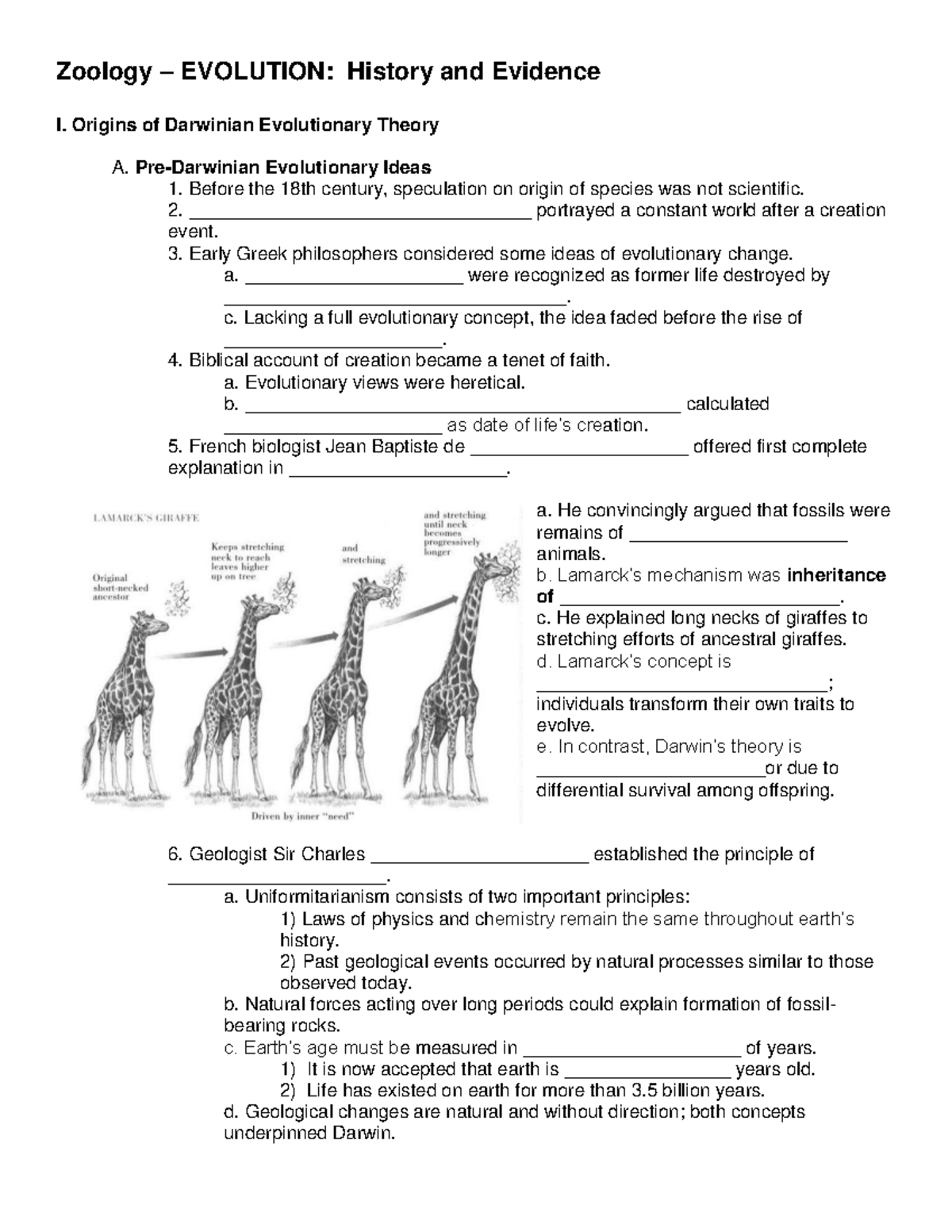 Evolution - History and Evidence-1 - Zoology – EVOLUTION: History and ...