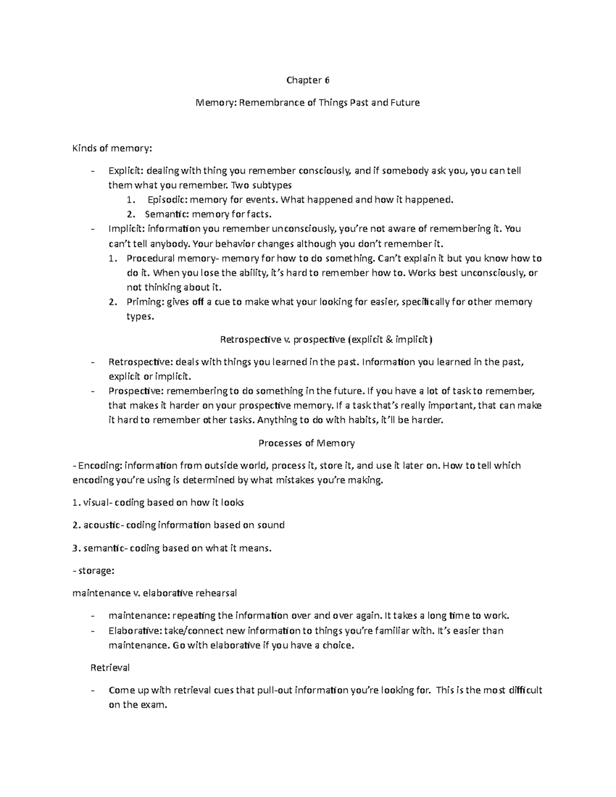 Chapter 6 psychology - Chapter 6 Memory: Remembrance of Things Past and ...
