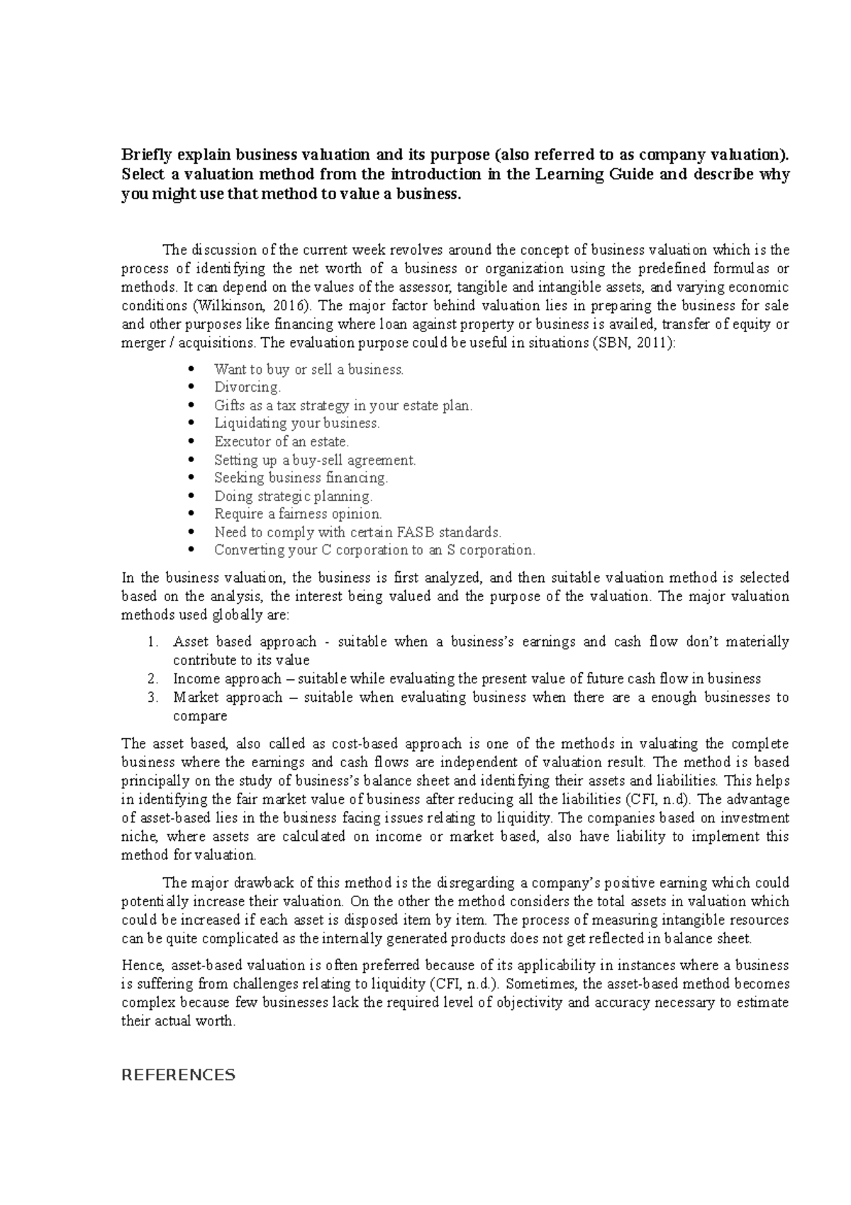 Unit 5 - Business valuation - Briefly explain business valuation and ...