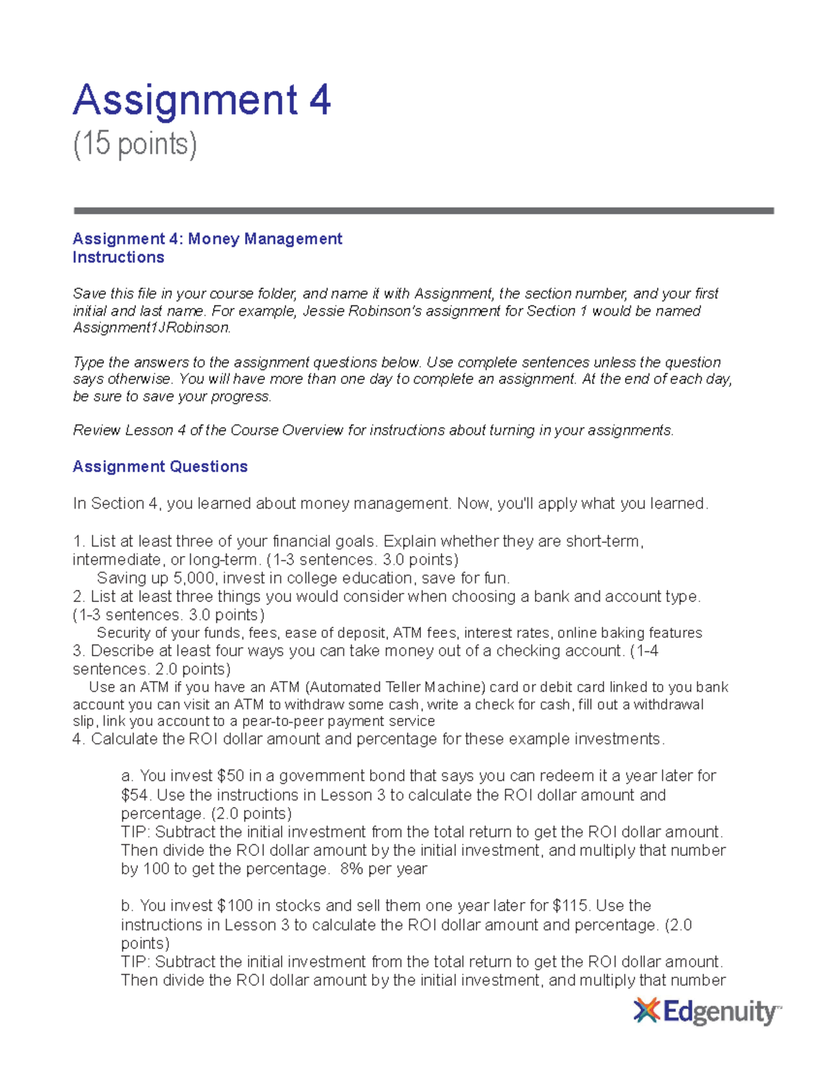 Assignment 4 - EL5732 - type sh - Assignment 4 (15 points) Assignment 4 ...