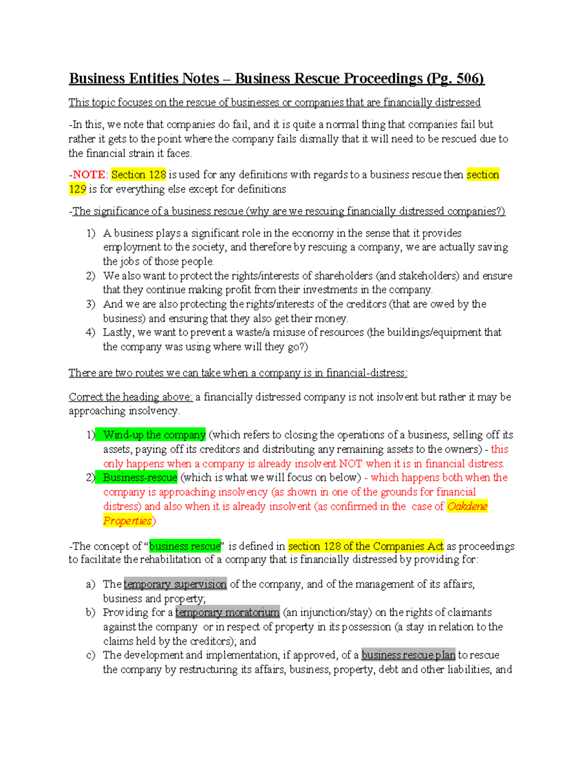 BE Business Rescue topic - Business Entities Notes – Business Rescue ...