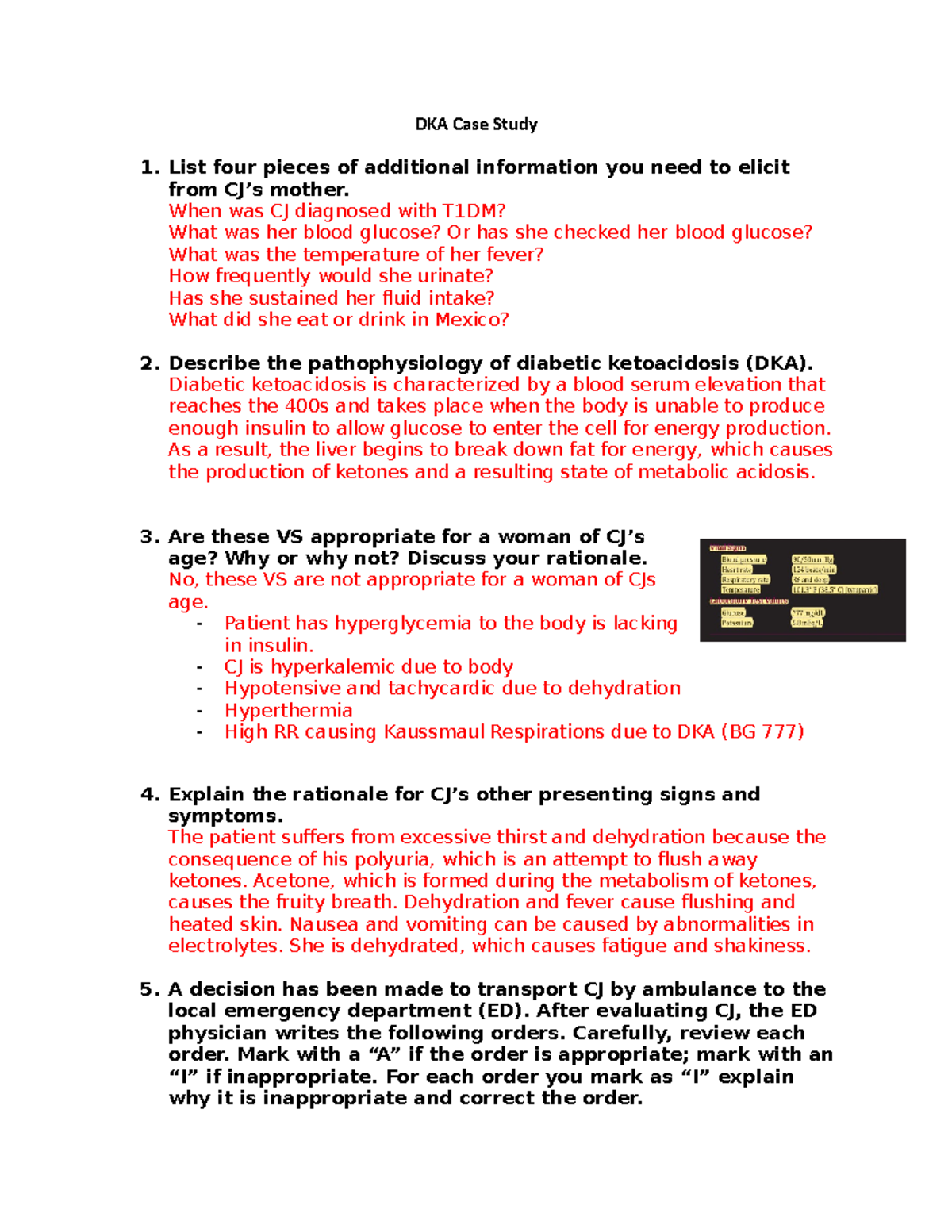 DKA Case Study - N/A - DKA Case Study List four pieces of additional ...