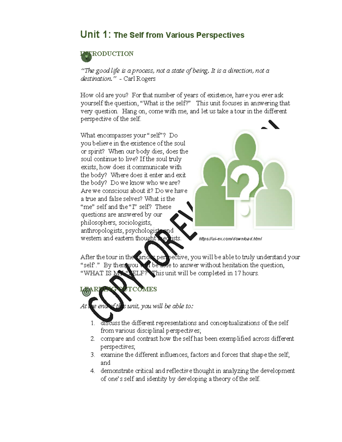 UTS-Unit-1 - Unit 1: The Self from Various Perspectives INTRODUCTION ...