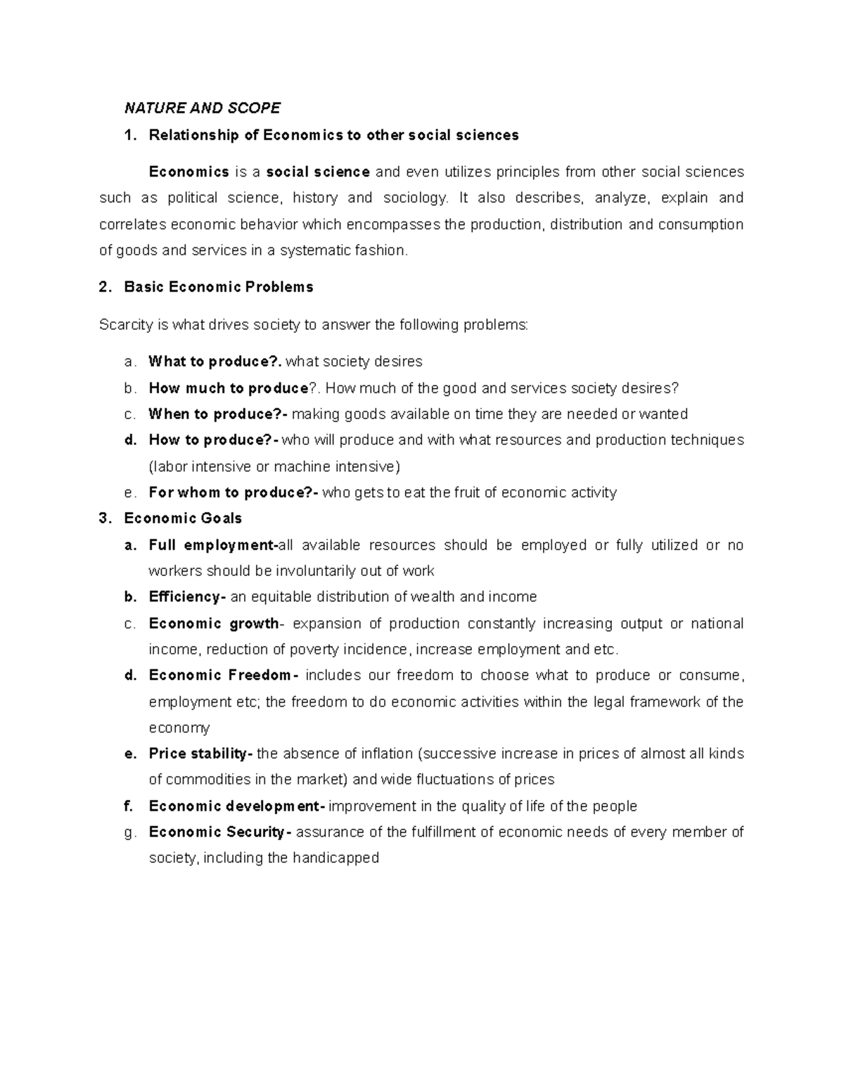 Nature AND Scope - NATURE AND SCOPE Relationship of Economics to other ...