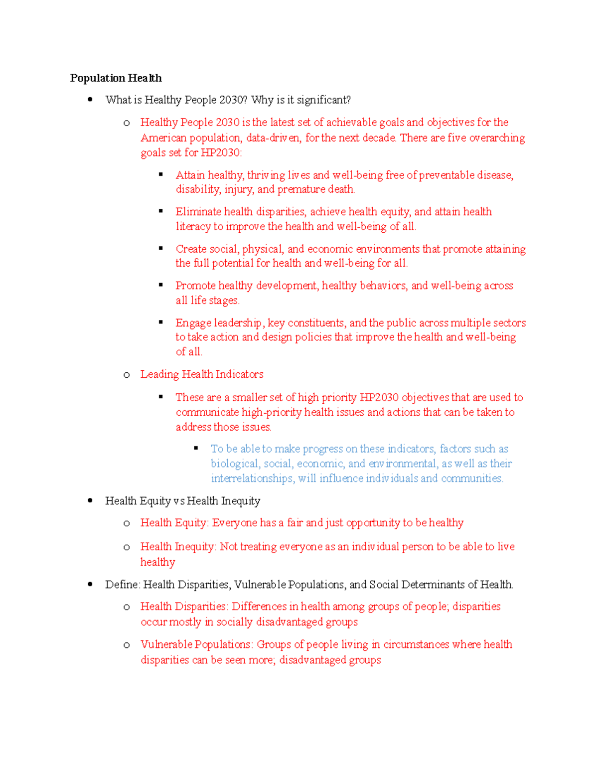 Population Health Exam 1 Study Guide - Population Health What is ...