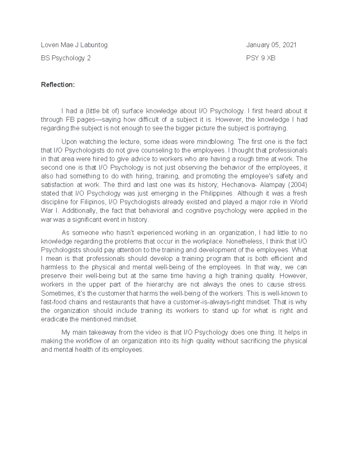 Psy 9 - do not sell - Loven Mae J Labuntog January 05, 2021 BS ...