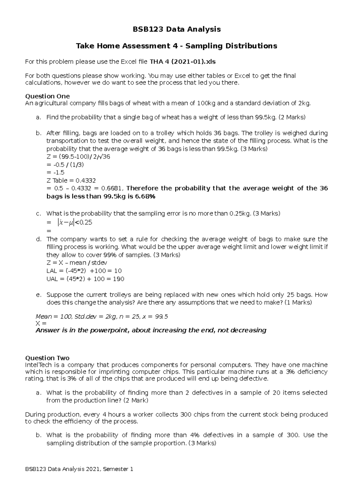 THA 4 (2021-01) - Sampling Distributions version 2 - BSB123 Data ...