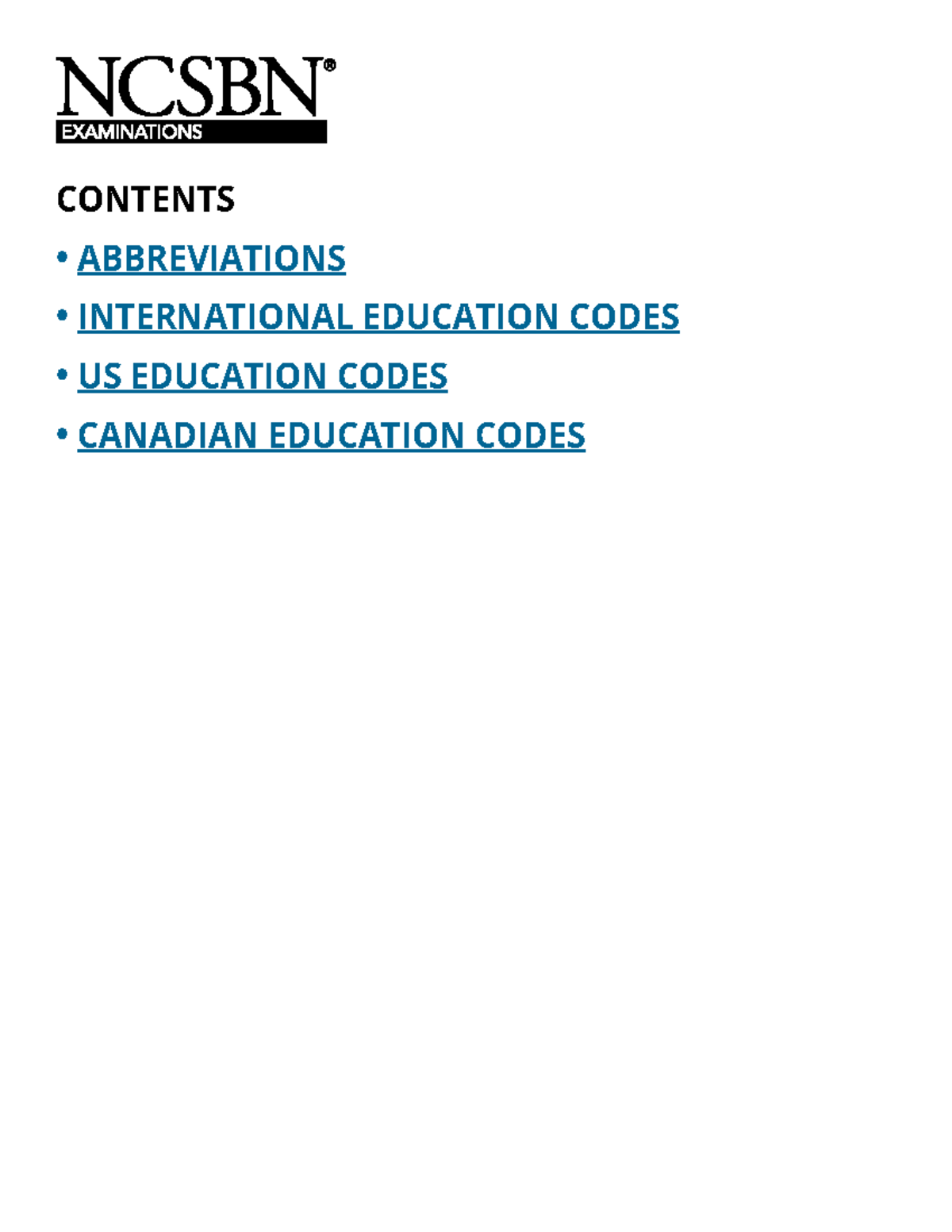 Nclex Educational Program Codes April 2024 - CONTENTS • ABBREVIATIONS ...