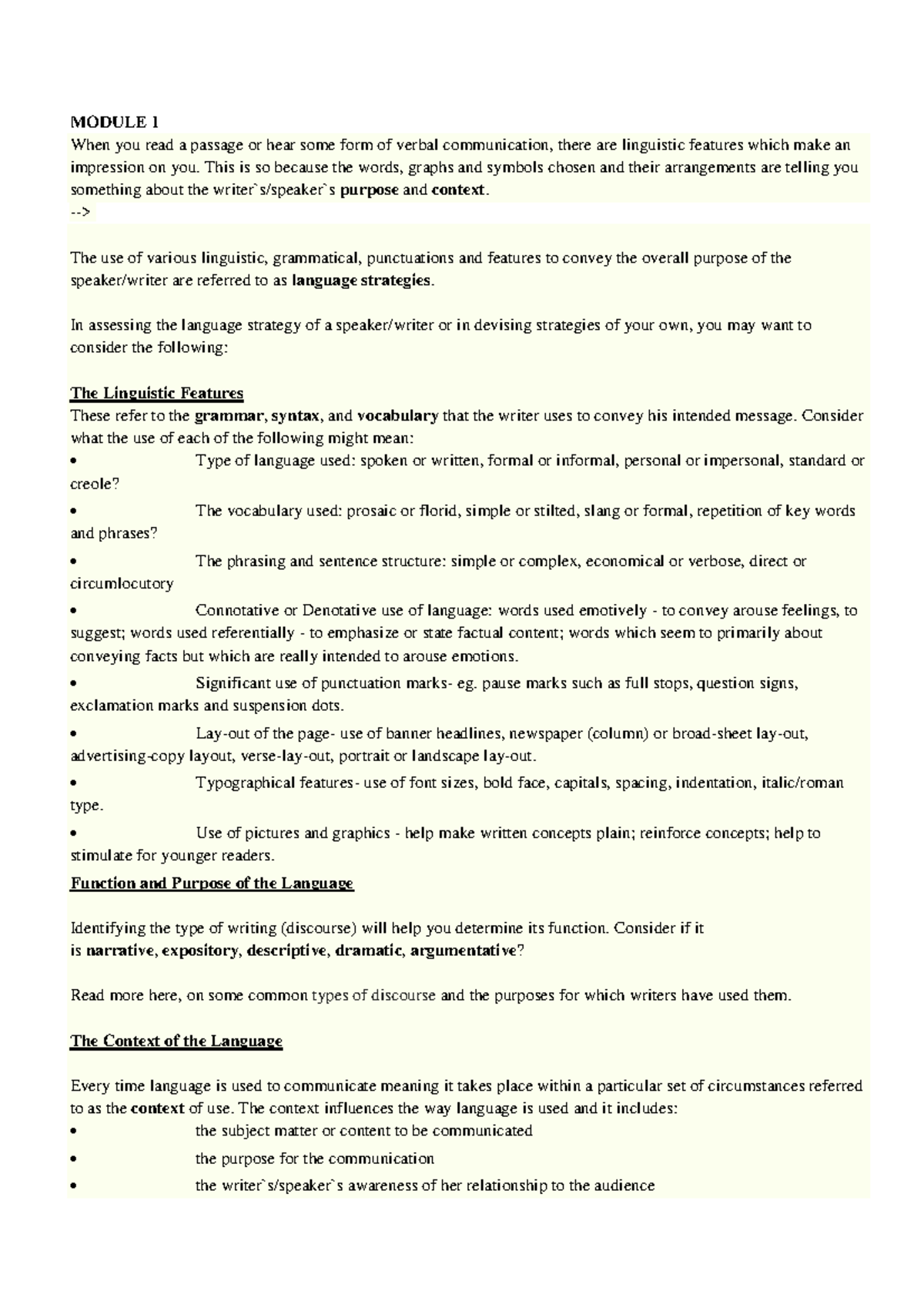 Communication studies additional notes - MODULE 1 When you read a ...