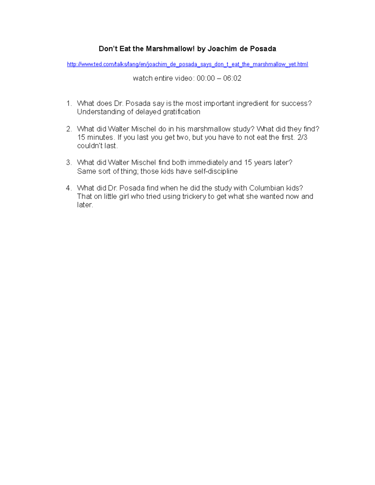 Homework - Marshmallows - Don’t Eat the Marshmallow! by Joachim de ...