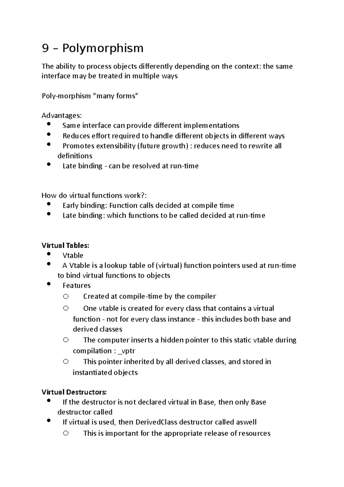 9 Polymorphism Lecture Notes Week 9 9 Polymorphism The Ability To