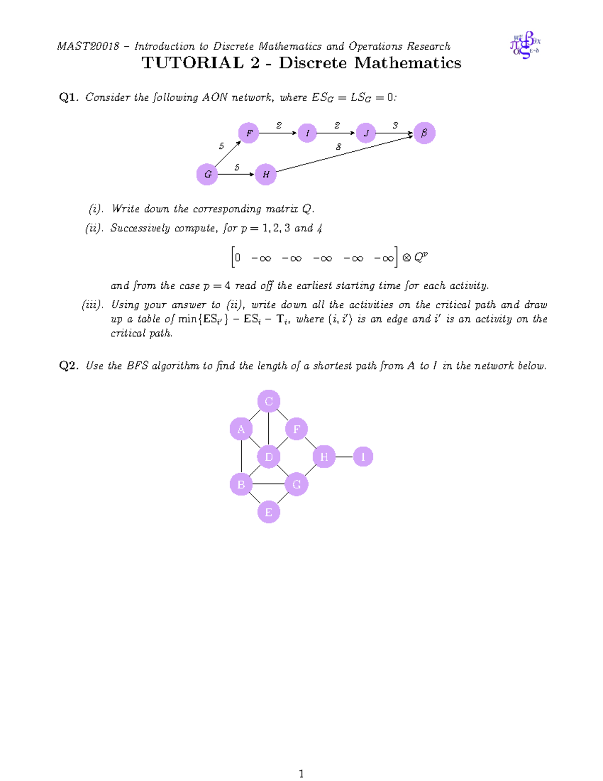 2001 8 - Tutorial 2-DM - tute and solution - MAST20018 – Introduction to Discrete Mathematics ...