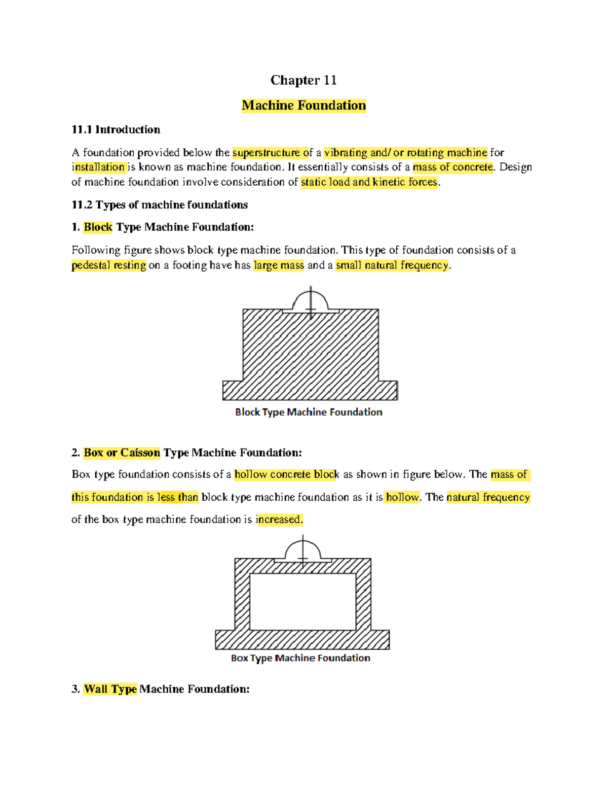Chapter 11 Machine Foundation - It essentially consists of a mass of ...