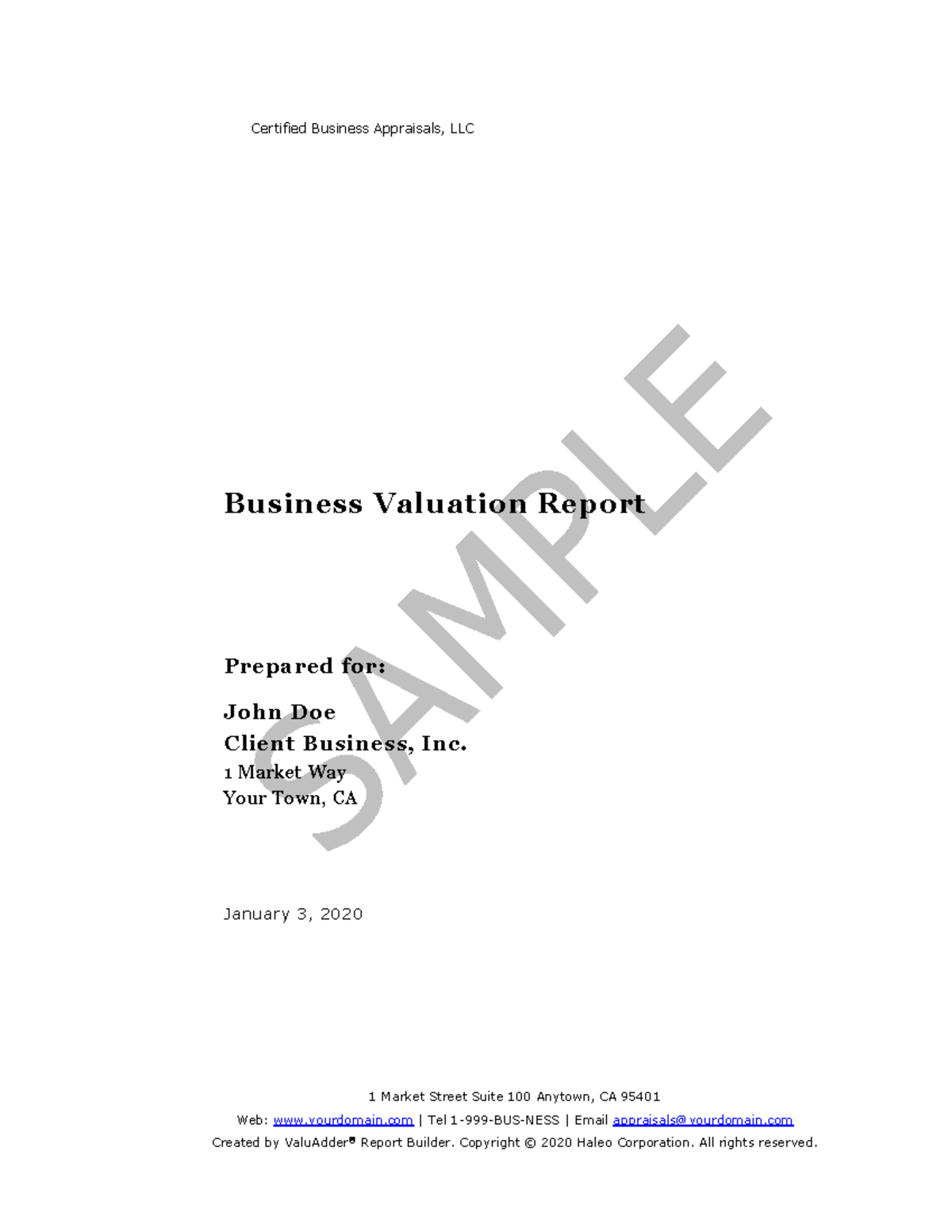 Sample 1 business valuation report - Warning: TT: undefined function ...