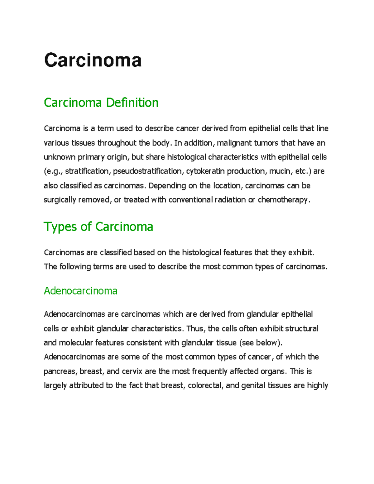 Carcinoma - Carcinoma Carcinoma Definition Carcinoma is a term used to ...