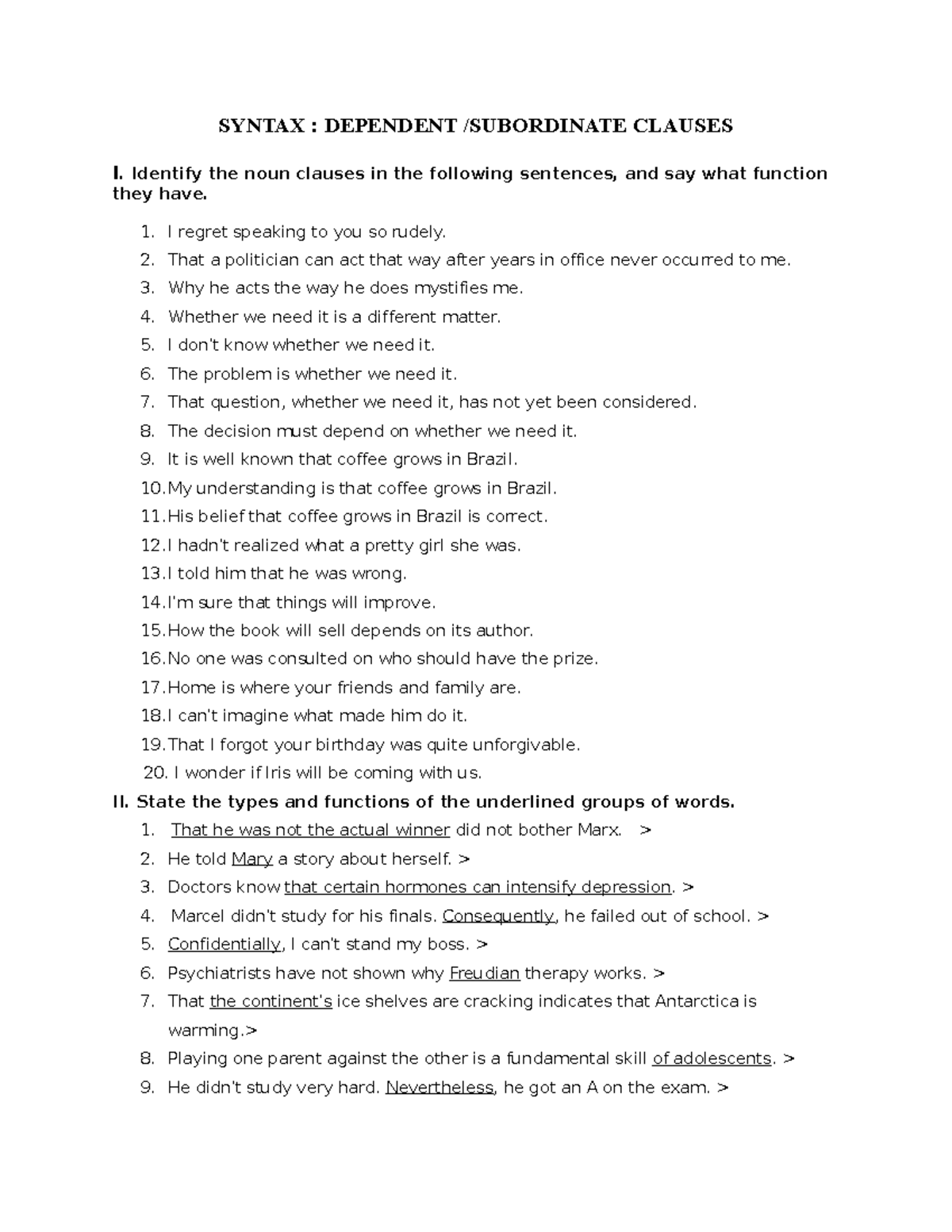 Syntax E8240f691a9ee56a62649 C118c94a810 Syntax Dependent Subordinate Clauses I Identify
